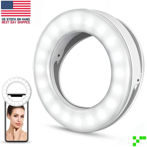Phone Ring Light USB Rechargeable Clip-On Selfie 40 LED 20 Cool 20 War ...